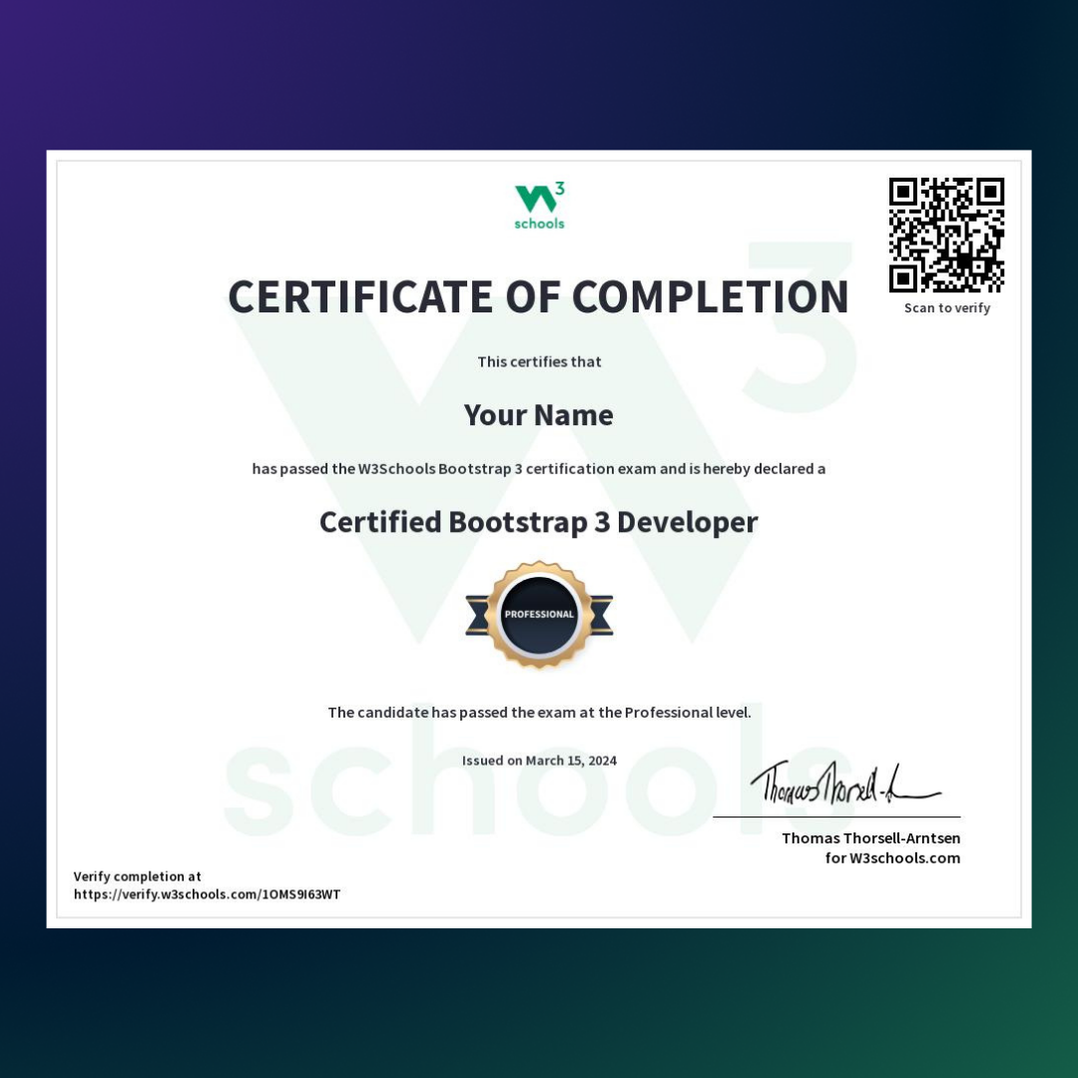 Bootstrap 3 Certification Exam — W3Schools.com