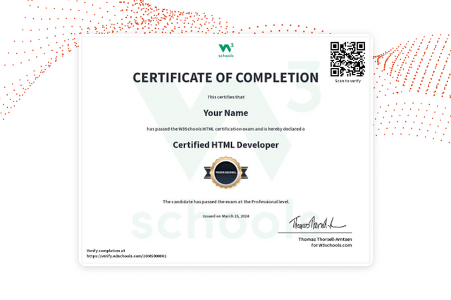 Certification Exams Catalog — W3Schools.com