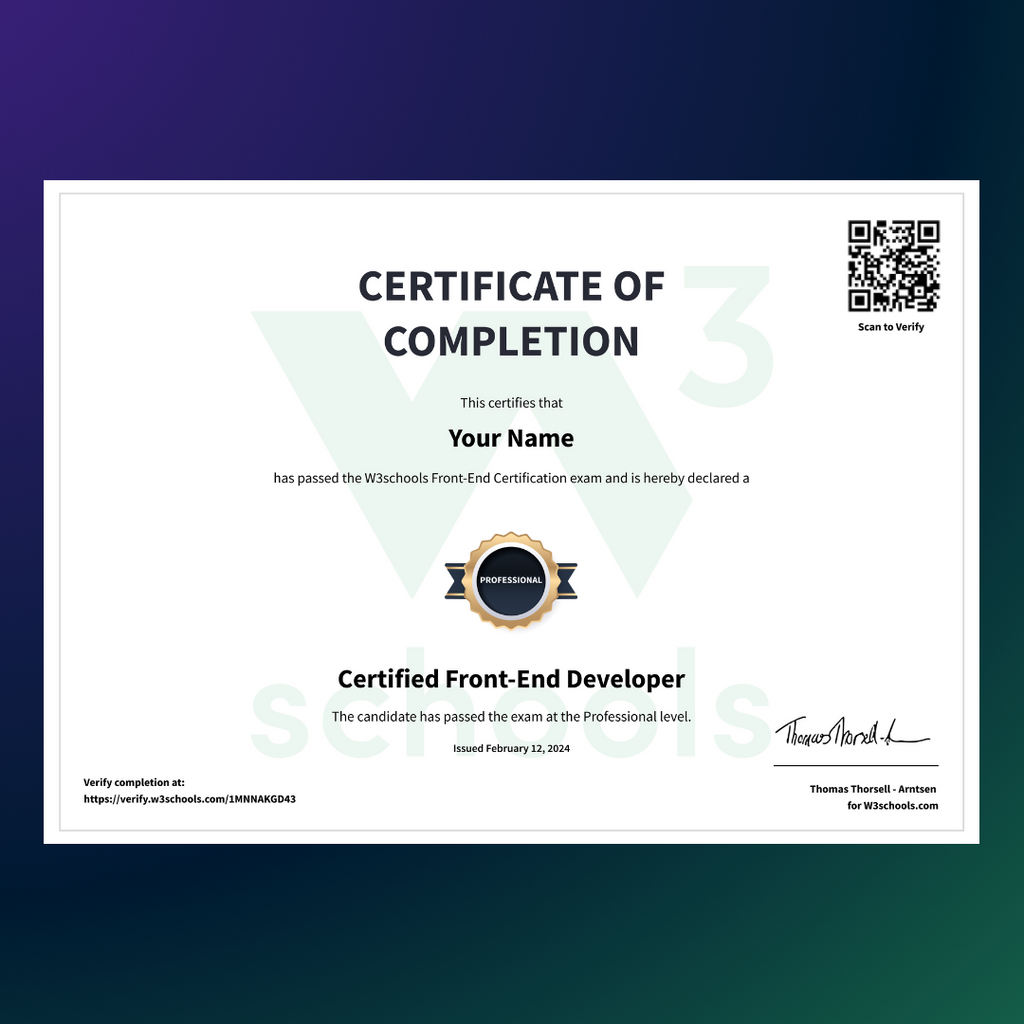 Certification Course Catalog — W3Schools.com