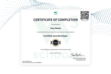 Java Certification Exam — W3Schools.com