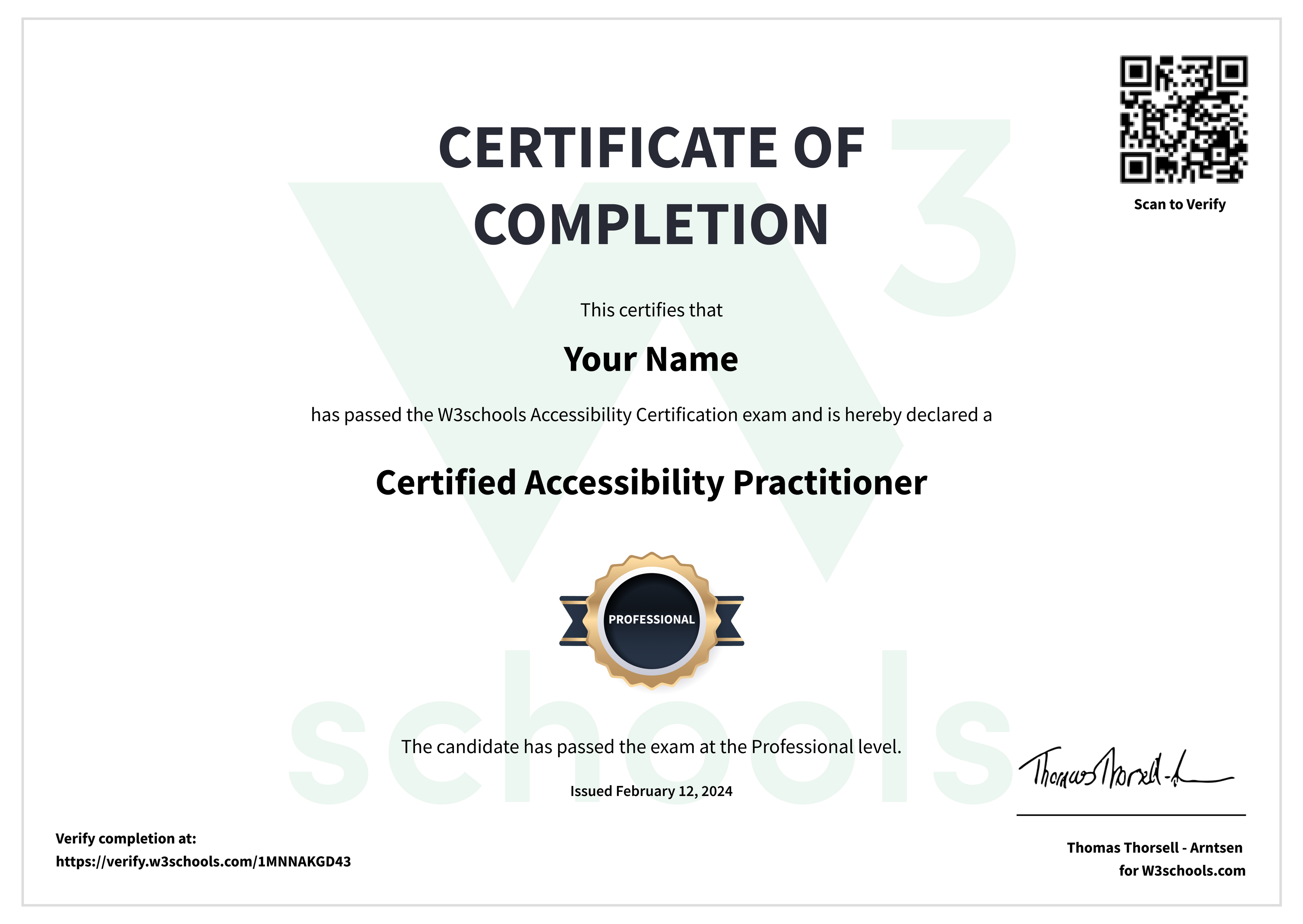 Accessibility Certification Exam — W3Schools.com