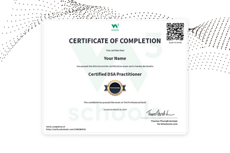 DSA Certification Exam — W3Schools.com