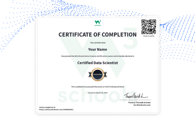 Data Science Certification Exam — W3Schools.com