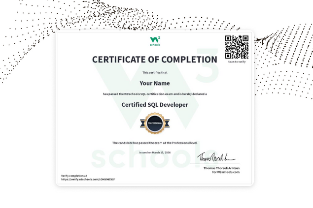 ASP Certification Exam — W3Schools.com