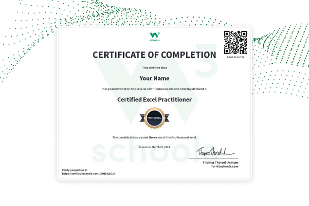 Excel Certification Exam — W3Schools.com